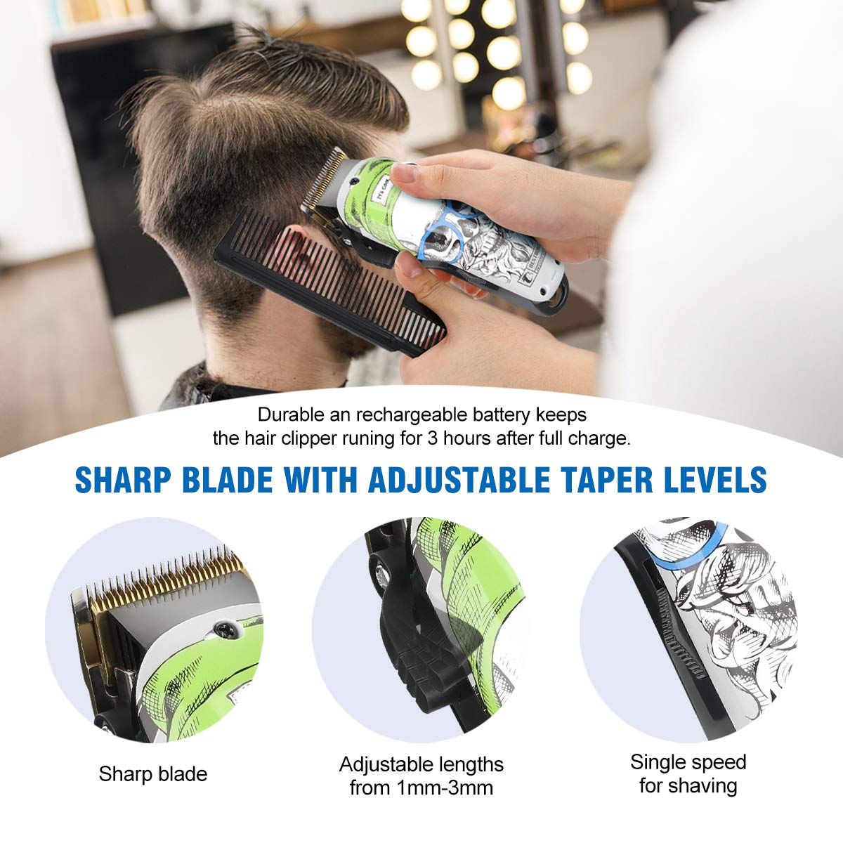 Audoc Professional Cordless Hair Clippers for Men Hair cuttings Kit Mens Beard Trimmer for Home Barber