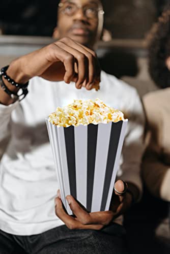 Jaojaopn 4.5 x 2.75 Mini Popcorn Boxes, Striped Popcorn Containers, Snack Container Set for Movie Night or Various Party Themes. 24 pcs(black and white)