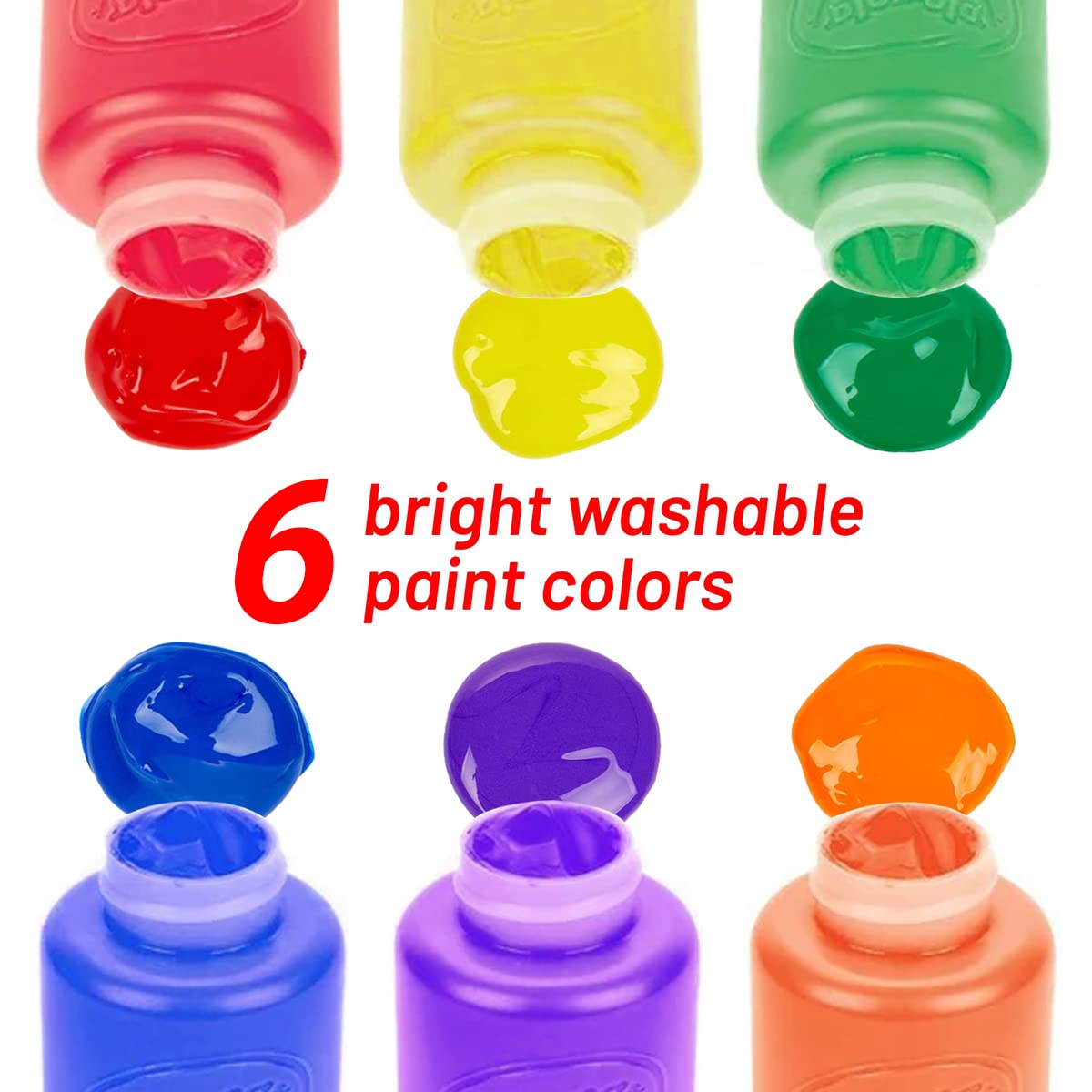 Kids Painting Set, Washable Paint for Kids 6 Colors, 7 Paintbrushes, Paint Palette, Non Toxic Tempera Paints 2 oz Each, Paints for Toddlers Art, Crafts