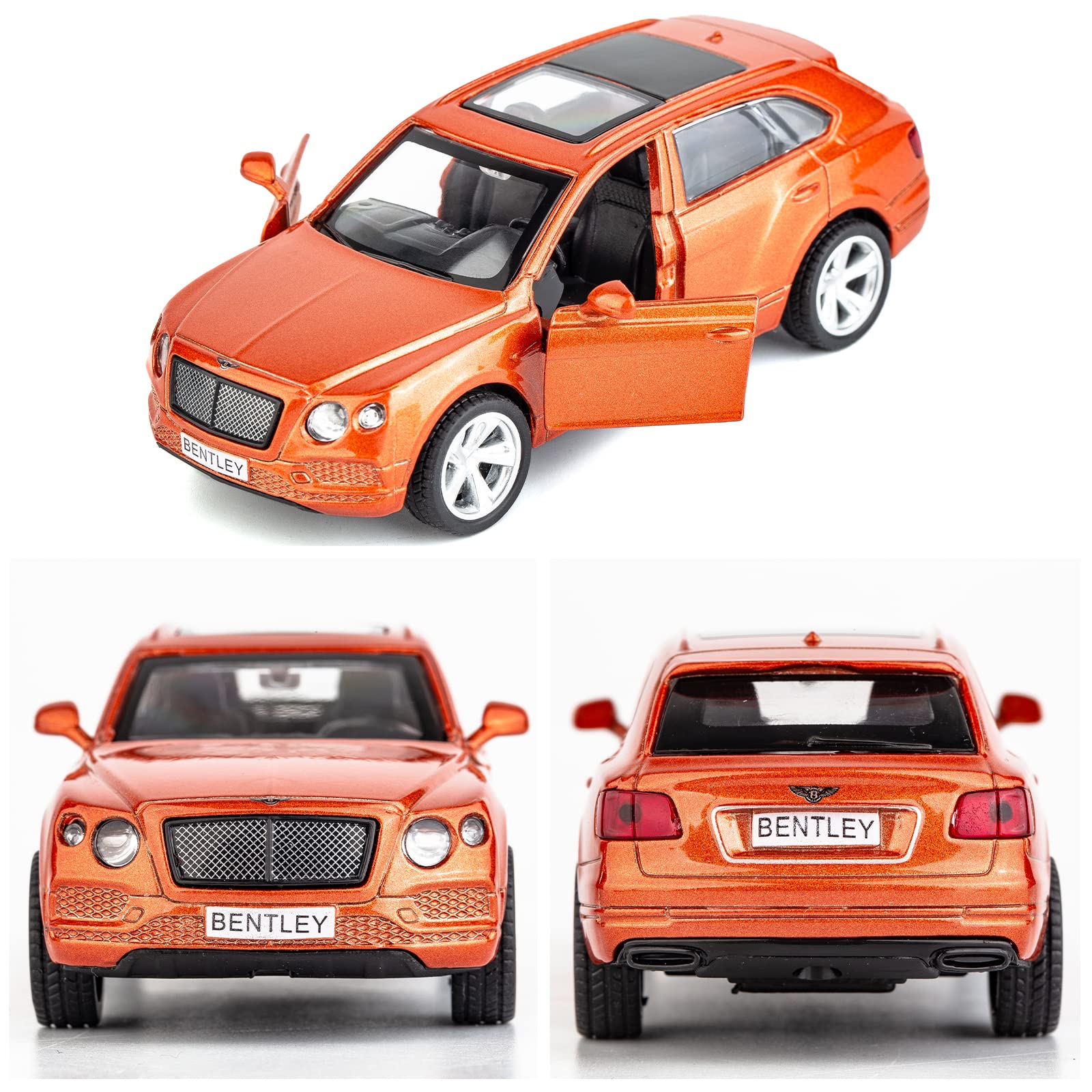 BDTCTK Compatible for 1:45 Bentley Bentayga Model Car, Zinc Alloy Pull Back Toy Car for Kids Boy Girl Orange