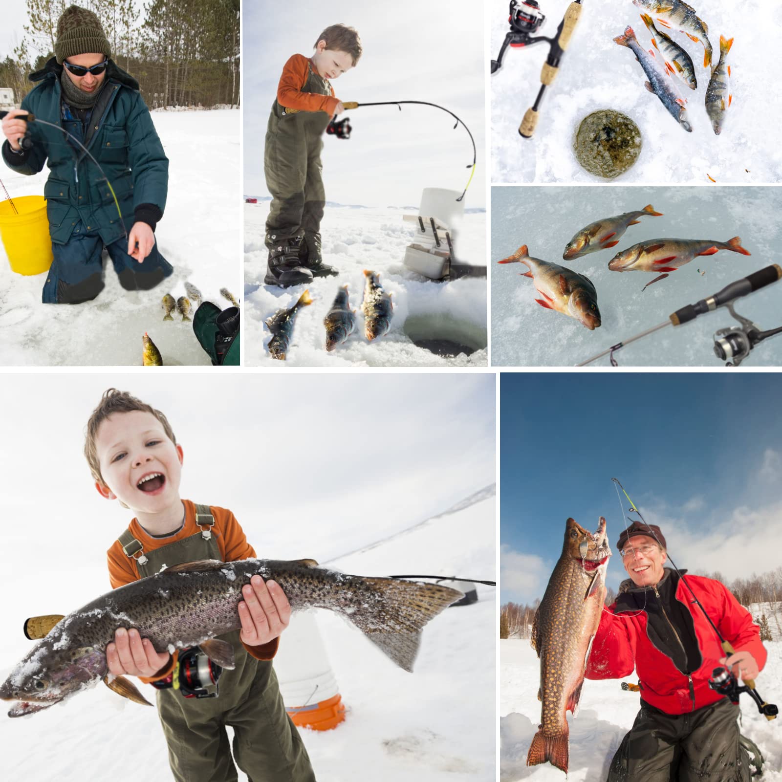 Aventik AW-100&300 Ice Fishing Reel Smooth Easy Line Through High Feet Design Graphite 5.2:1 Gear Ratio Powerful Ultra Light Ice Reel (AW-100)