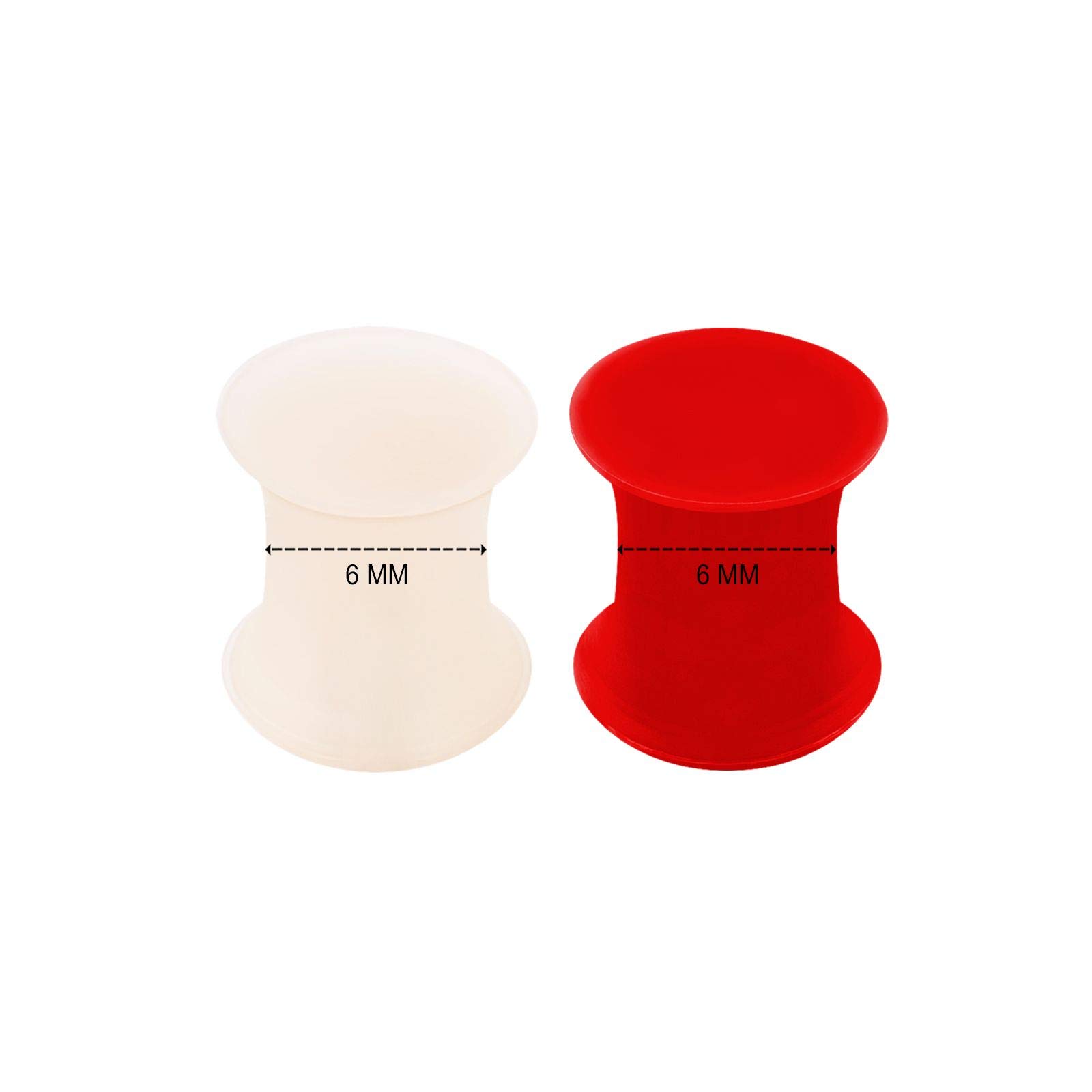 BanaVega Silicone Double Flared Saddle Black Skin White Ear Stretcher Gauge Plugs Lobe Earring Piercing Jewelry See More Sizes (Y2-4pcs 20mm SN RE)