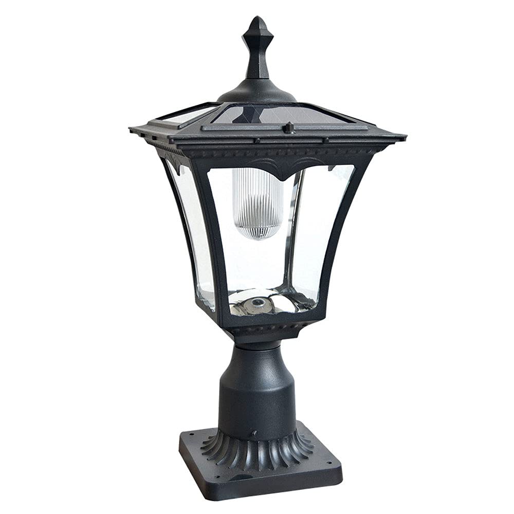 KAIKEA European Solar Outdoor Post Light Fixture Aluminum with Glass Outdoor Post Lamps for House Pillar Light Backyard Outside Deck Garage Yard Garden Driveway LED Home Patio Post Lamps