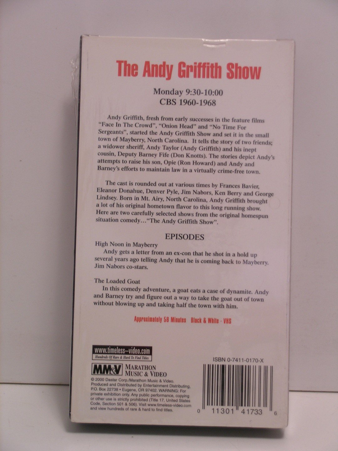 Timeless Television---The Andy Griffith Show---VHS Video Tape