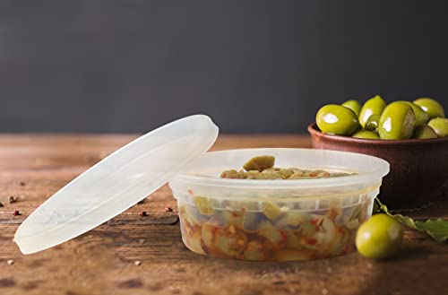 PARTY BARGAINS [36 Pack Food Containers with Lids - 8oz, 16oz, and 32oz Size Bundle, 12 Pcs Each - Deli Containers for Food, Temperature Resilient, Leak Proof & Reusable