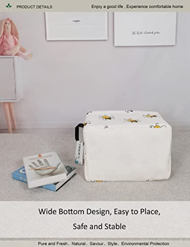 ONOEV Rectangular Folding Laundry Basket, waterproof Canvas Basket,gift basket,Suitable for children's room,Office,Clothes,Toys Storage（Bee）