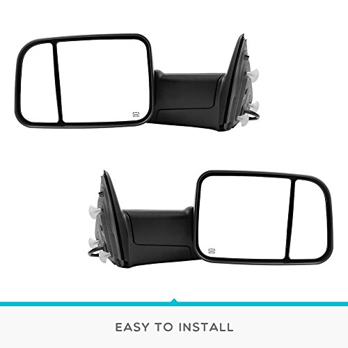 YITAMOTOR Towing Mirrors Compatible with Dodge Ram, 2009-2018 Ram 1500, 2010-2018 Ram 2500 3500 with Power Heated Led Turn Signal Light Puddle Lamp