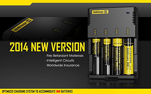 NiteCore Intellicharger New I4 V2 Universal 4 Channel Li-Ion Ni-Cd Ni-MH Smart Charger, Black