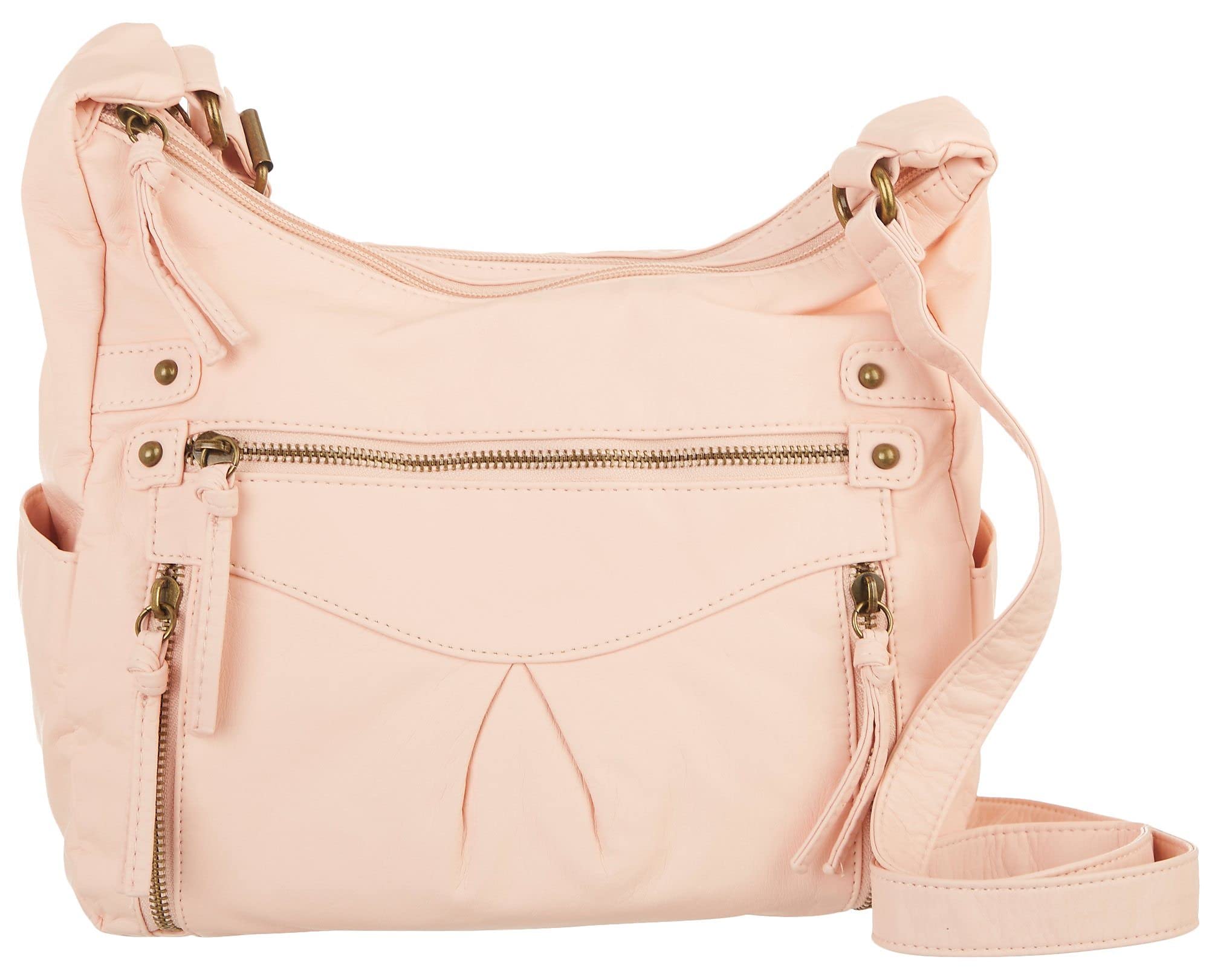 Bueno Dual Compartment Vegan Leather Crossbody Handbag One Size Pink