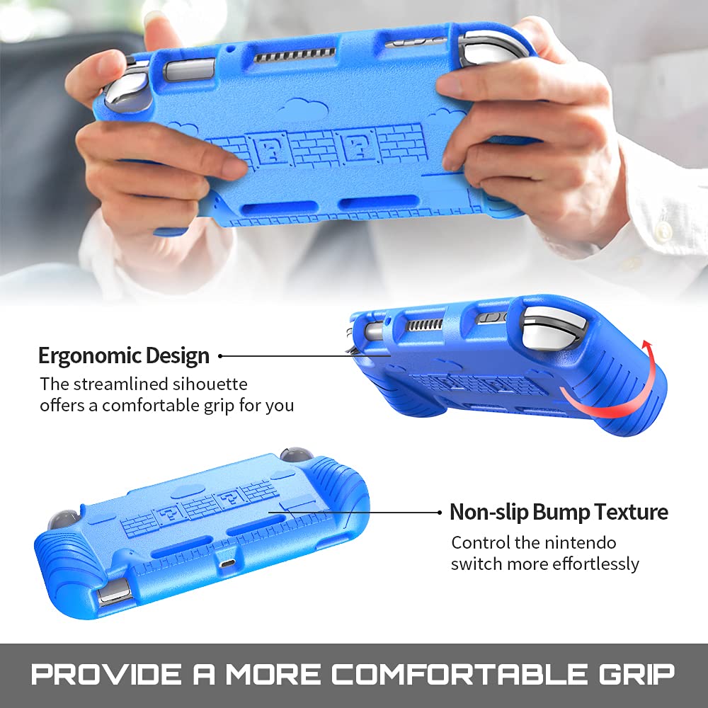 LORDTEC Kids Protective Case for Nintendo Switch Lite Grip Case with 6 Game Card Slots, Protective Cover with Comfort Ergonomic Grip Design,Shock-Absorption and Anti-Scratch Design (Blue)