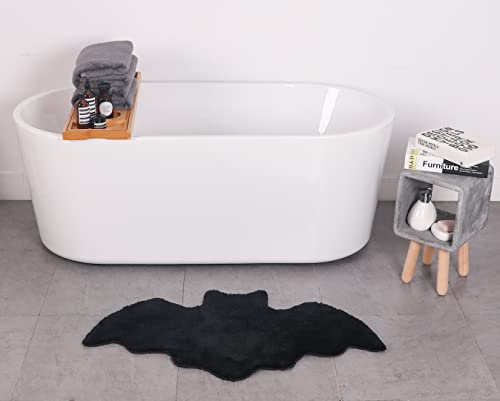 Halloween Bat Bath Mat - Rugs Bat Decor - Bats Bathroom Rug Decoration Black Gothic Gift Goth Gifts Room Decorations Spooky Witch Witchy Home Batman Cute Mats for Kitchen Bedroom Addams Family Decor