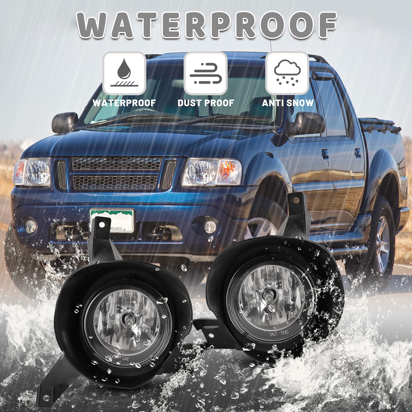 AUTOWIKI For 2001 2002 2003 FORD EXPLORER SPORT, 2001-2005 FORD EXPLORER SPORT TRAC Fog Lights Lamps Assembly 42W