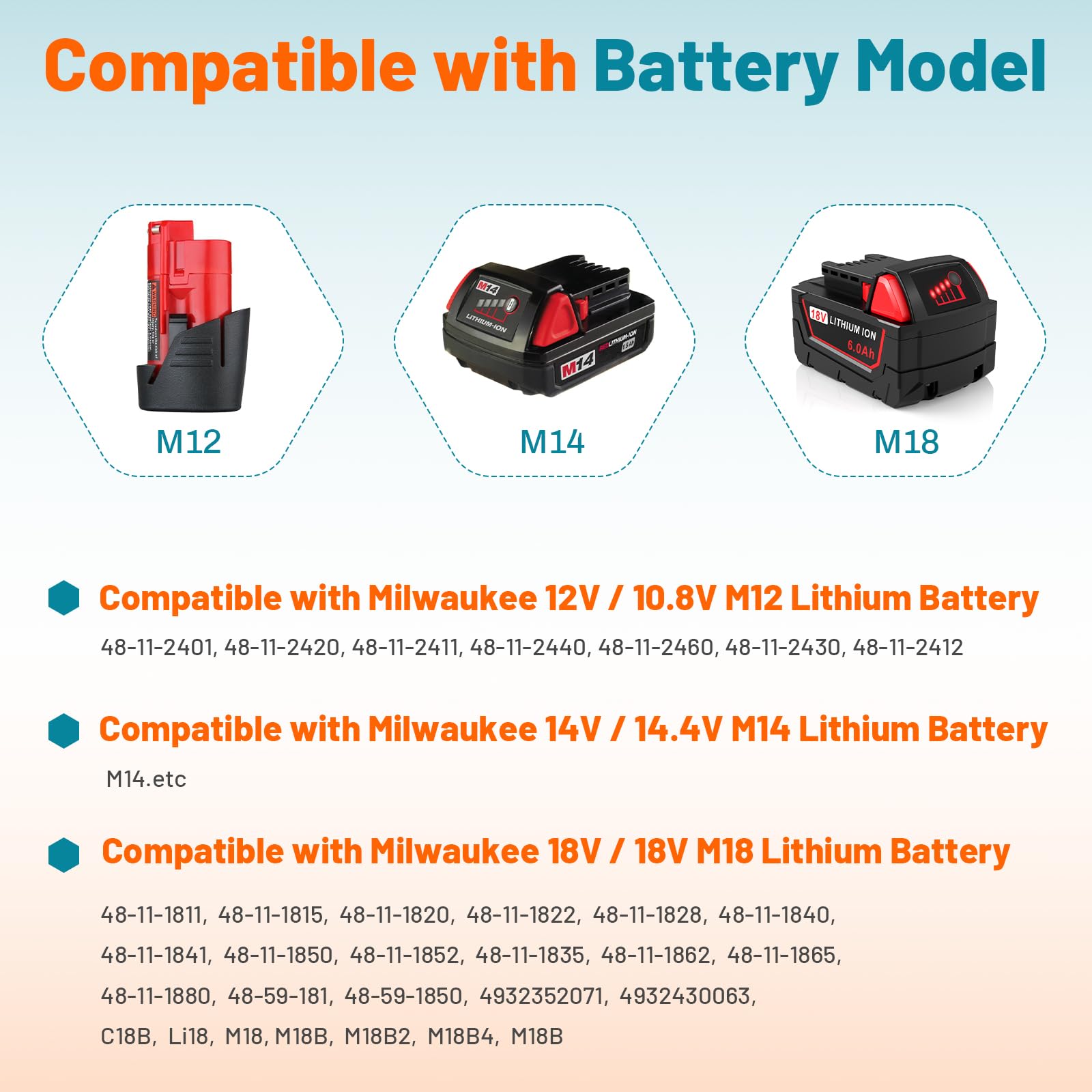 Cukect 2Packs Replacement for M18 Battery 6.0Ah Replace for All M18 Battery 48-11-1850 48-11-1840 48-11-1890 48-11-1815 M18 M18B Cordless Tools Lithium-Ion Battery