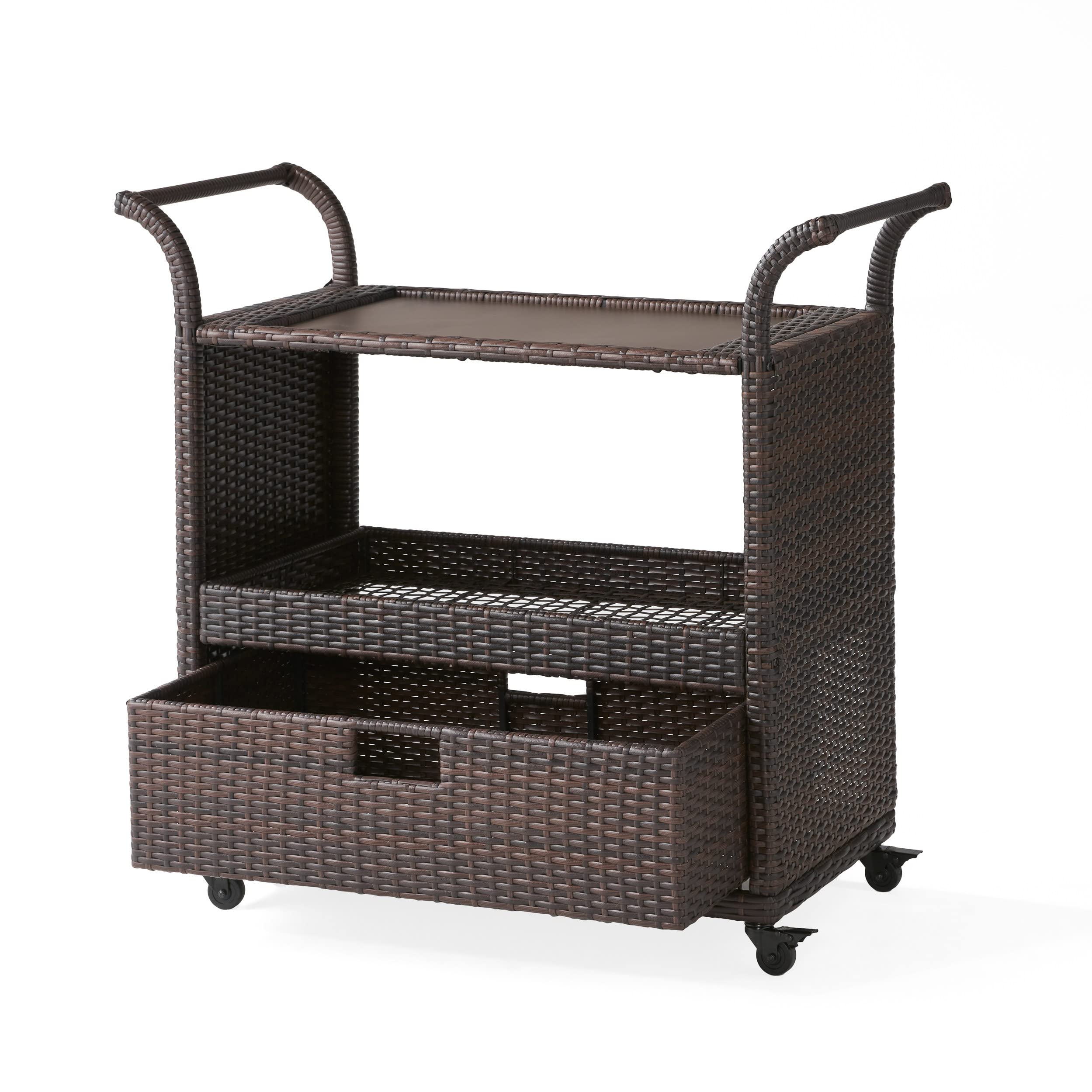 Christopher Knight Home Azriel Indoor Wicker Bar Cart, Multibrown