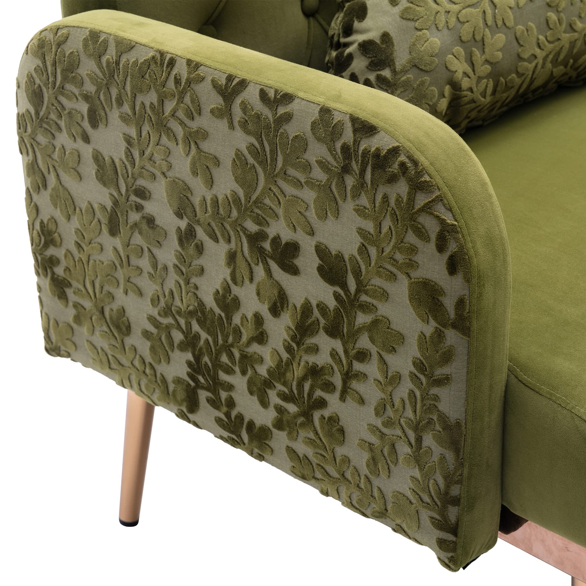 HomSof Velvet Sofa Chair, Small Couch for Bedroom, Red Loveseat Sofa with Metal feet, 2 Pillows Included