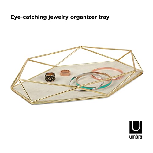Umbra 299481-221 Prisma Tray, Geometric Plated Jewelry Storage, 11" Length x 7.25" Height x 1.5β Width, Matte Brass