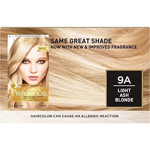 L'Oreal Paris Superior Preference Fade-Defying + Shine Permanent Hair Color, 9A Light Ash Blonde, Pack of 1, Hair Dye