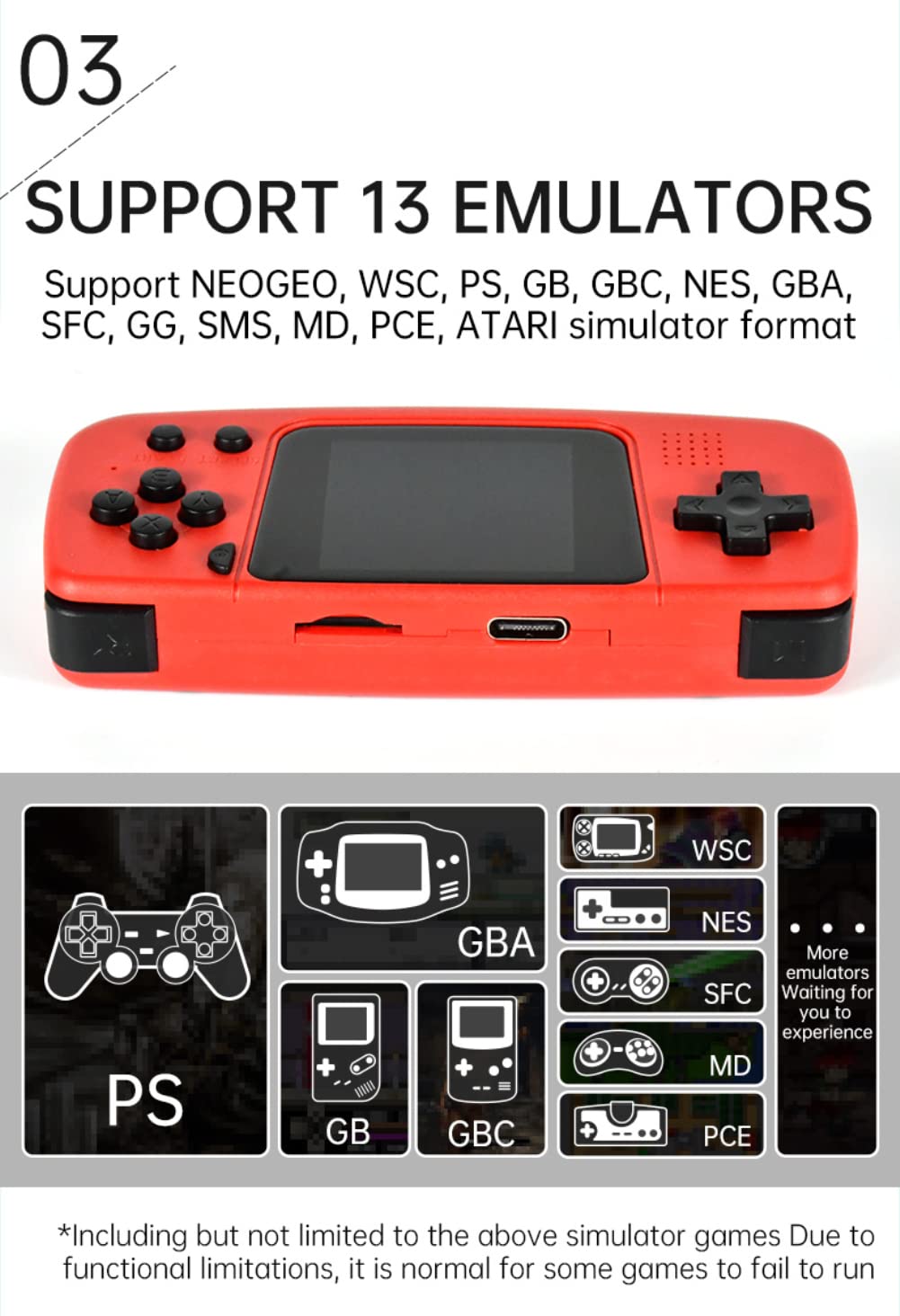 UUPOI New Handheld Game Console, Retro Mini 1.5 inch IPS Screen Open Source Handheld Game Players, Support 13 Emulators, External Expansion Storage, Keychain Mini Console Gifts for Children
