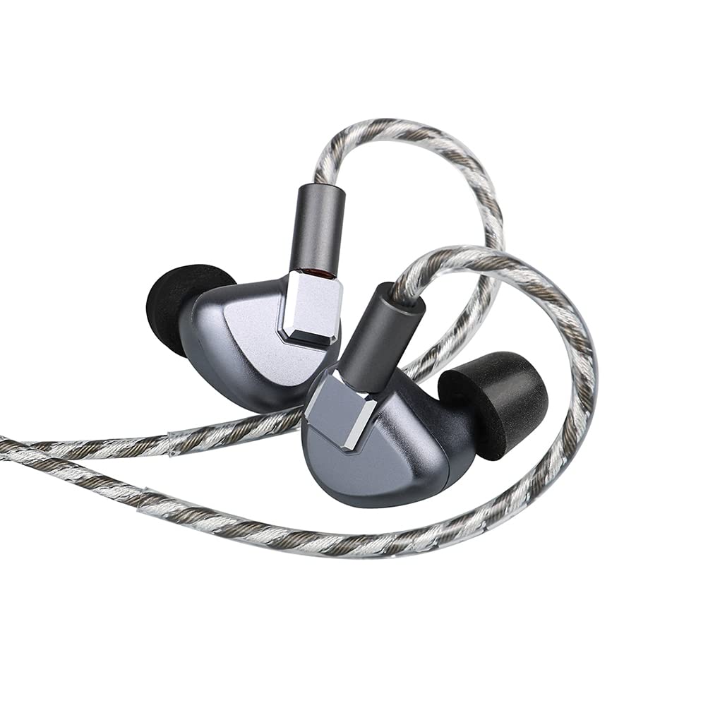 LETSHUOER S12 in-Ear Earphone 14.8mm Planar Magnetic Driver IEMs HiFi Headphone with Silver Plated Monocrystalline Copper Cable 3.5mm Headphones Jack (Grey)