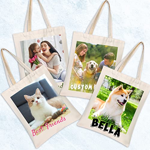 JATEBI Personalized Tote Bag, Canvas Tote Bag With Customizable Pictures and Text double sided, Reusable Grocery Bag,Shopping Bags for Daily Use Gifts…