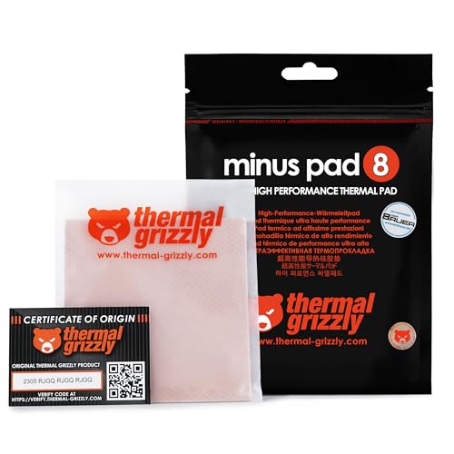 Thermal Grizzly - Minus Pad 8 (100x100x1,0mm) - Self-Adhesive Cooling Conductive Thermal Pad - Elastic and Adaptable Silicone Thermopad CPU/GPU/PS4/PS5/Xbox