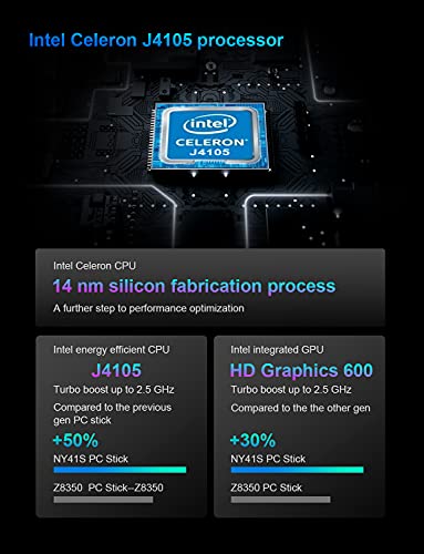 AWOW Fanless Mini PC Stick Windows 11 Pro Celeron J4105 8GB 128GB, Micro Desktop Computer Stick Support HDMI/Mini DP Dual 4K 60Hz, WiFi/BT/Gigabit Ethernet, Stick PC for Business/Office/Home/IOT