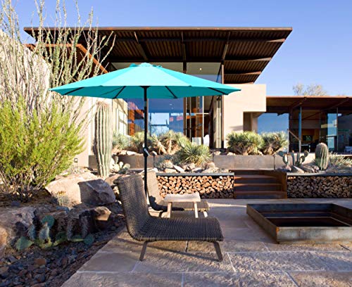 Grand patio 9 FT Enhanced Aluminum Patio Umbrella, UV Protected outdoor Umbrella with Auto Crank and Push Button Tilt, Blue