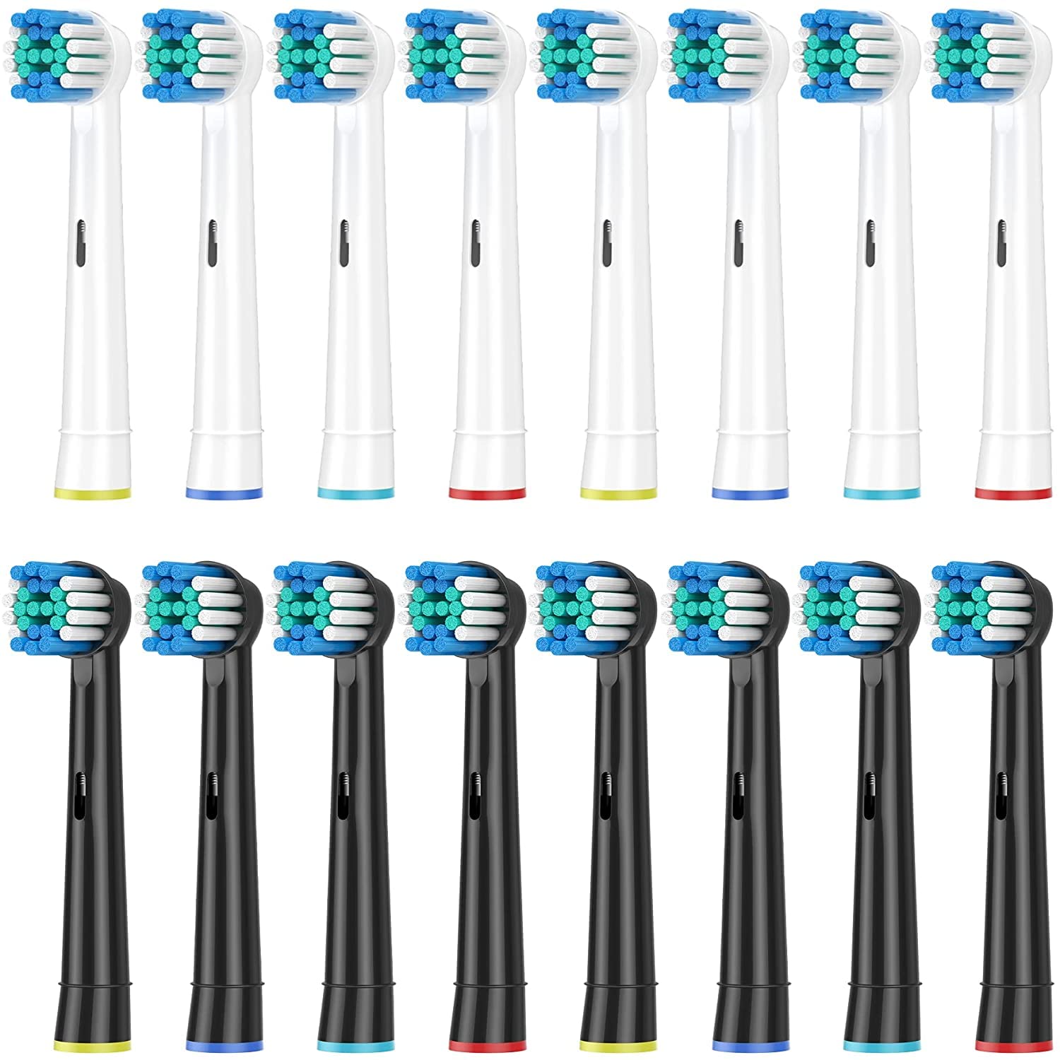 Aoxgao Replacement Heads Compatible with Electric Toothbrush, 16 Pack Brush Heads (8 White+8 Black)