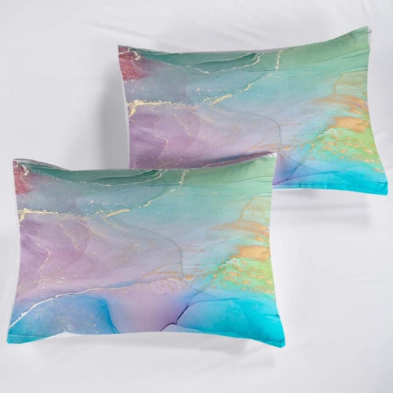 Jingzhang Marble Duvet Cover Sets 2Pcs,Elegant Blue Pink Marble Bedding Sets with Zipper Fresh Art Blue Pink Marble Microfiber Duvet Sets with 1 Pillow Sham,Twin Size