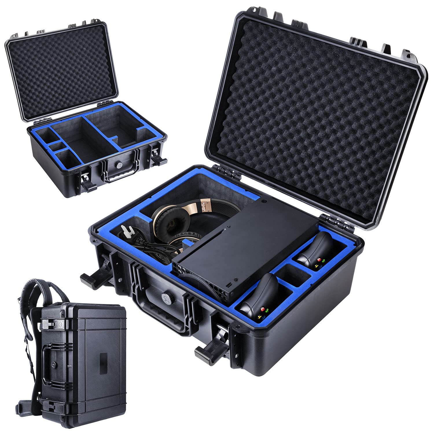 KANG YU Hard Shell Travel Carrying Case bag Compatible with Xbox Series X Games Accessories with Removable ergonomic strap Anti-fall shockproof Waterproof backpack