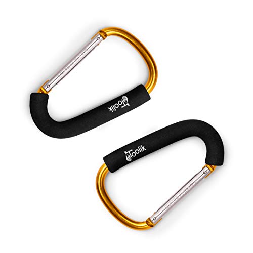 Toolik X-Large Baby Stroller Organizer Hook Clip for Hanging Diaper Bags (Gold)