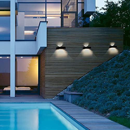 Kangl Solar Outdoor Waterproof Wall Lantern,LED Aluminum Rectangle Up and Down Free Wiring Lights,Home Garden Dimmable Light,for Garage Front Porch Doorway Patio
