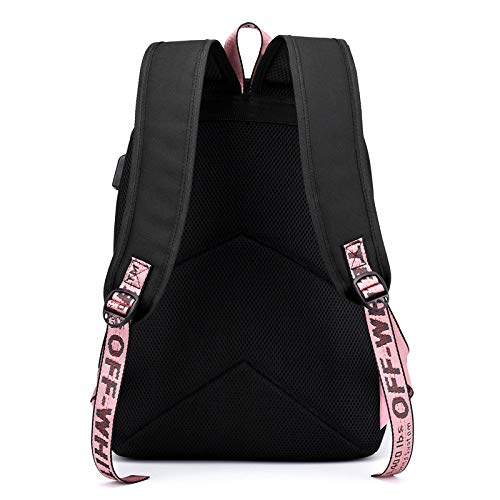 CUSALBOY Kpop Backpack Lisa Rose JISOO Jennie Color Photo Computer Backpack FashionTravel Business Work Backpack Whit USB Port (Black)