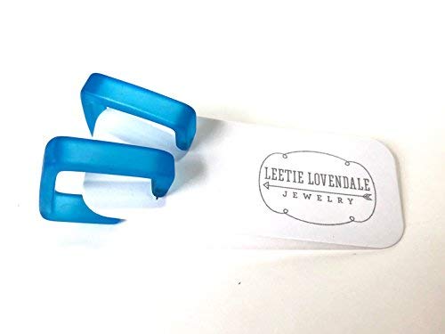 Aqua Blue Frosted Lucite Acrylic Square Hoop Earrings - SQH-BL-1