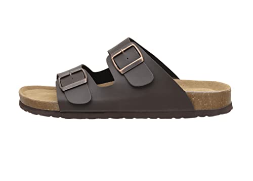 CUSHIONAIRE Men's Lane Cork footbed Sandal with +Comfort, Brown Nappa 10