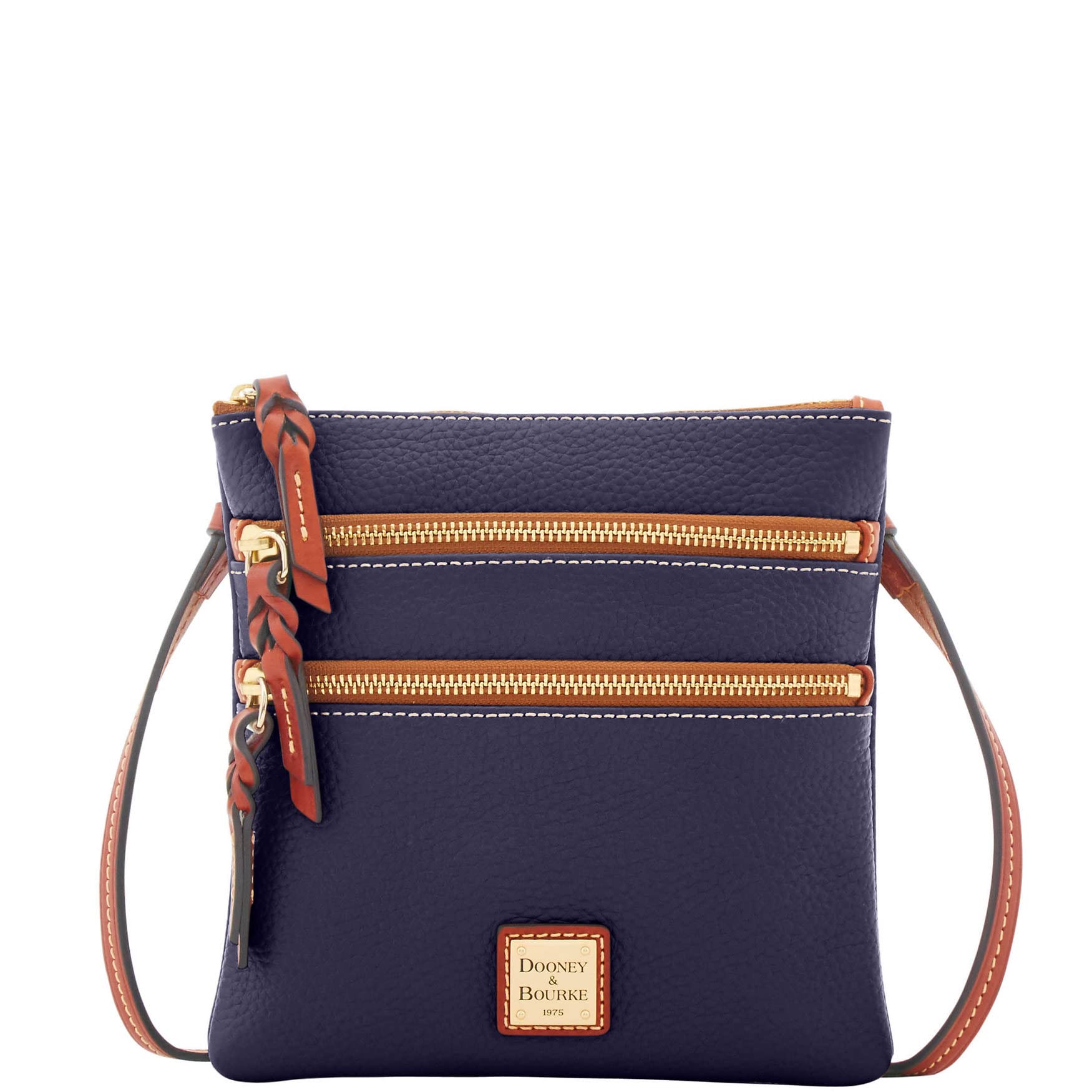 Dooney & Bourke Handbag, Pebble Grain Triple Zip Crossbody - Blue