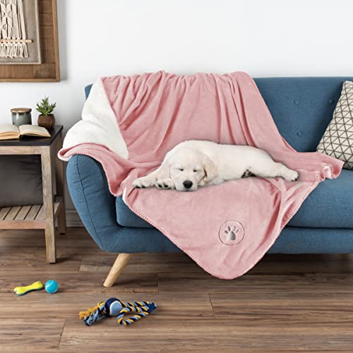 Waterproof Pet Blanket β Reversible Pink Throw Protects Couch, Car, Bed from Spills, Stains, or Fur β Dog and Cat Blankets by Petmaker (50x60)