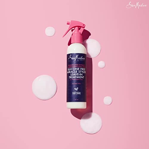 Shea Moisture Silicone Free Miracle Styler Leave In Conditioner Spray with Sugarcane Extract and Meadowfoam Seed, Unisex Leave In Treatment Detangler Spray, 8 Oz