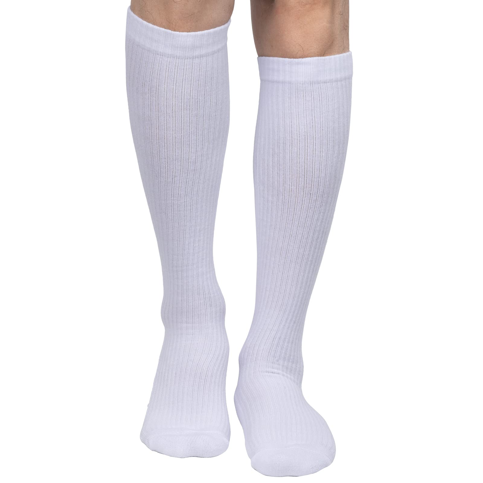 Athlemo 6Pairs Cotton Compression Socks for Men & Women Circulation 8-15mmHg Knee High Socks