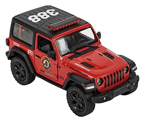 KiNSMART - 1/34 Scale Model Compatible with Jeep Wrangler Rubicon 2018 Emergency Services Hard Top (Red)