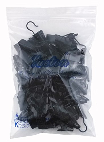 yueton 60pcs Black Metal Hook Clips Hanging Curtain Clip Hanger