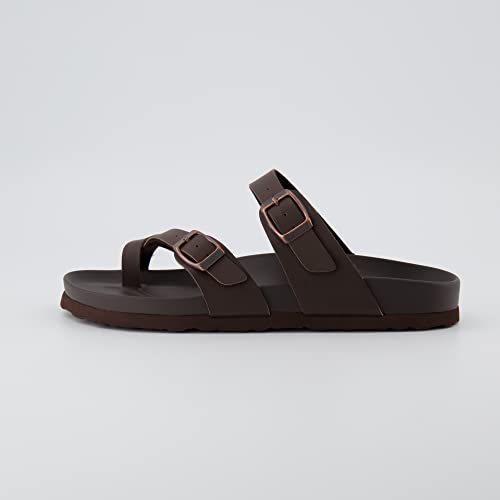 CUSHIONAIRE Women's Laker soft footbed Sandal with +Comfort, Dark Brown 7.5