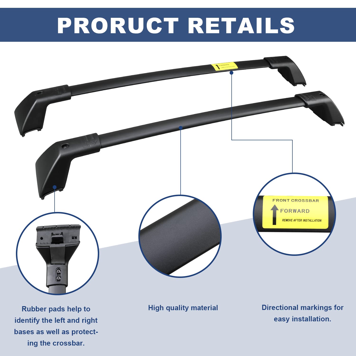 AUXPACBO Cross Bars Fits for Ford Bronco Sport Base & Bigbend 2021 2022 2023 2024 & Outer-Banks 2021 On-Road Adjustable Roof Rack Crossbar Luggage Rack Cargo Carrier (2Pcs)