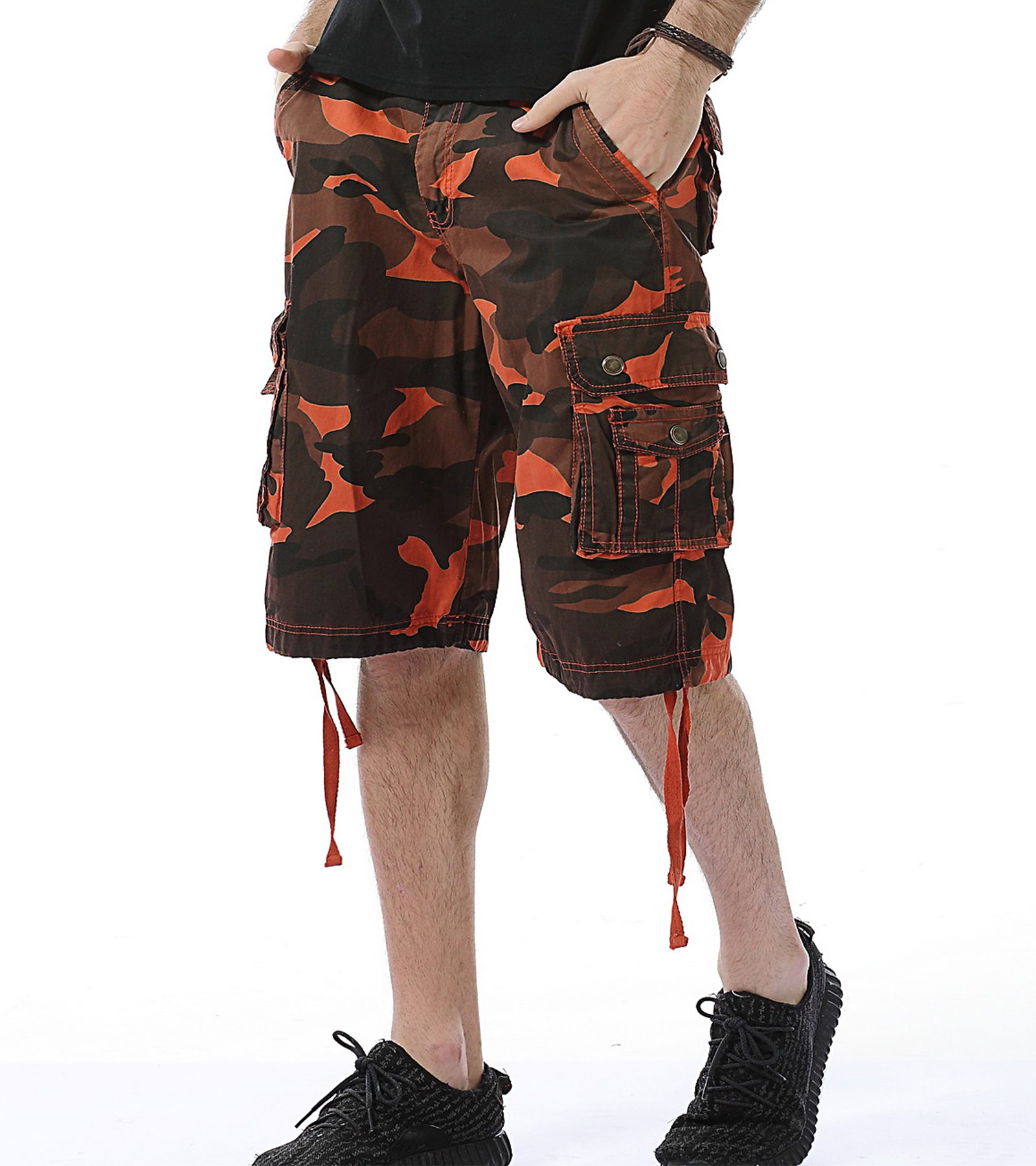 AOYOG Men's Camo Cargo Shorts Relaxed Fit Multi-Pocket Outdoor Camouflage Cargo Shorts Cotton