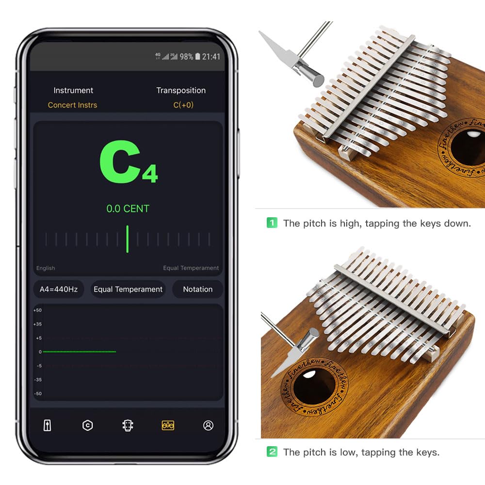 FINETHER Thumb Piano Kalimba with Audio Jack, 17 Key Koa Wood Calimba Finger Harp Piano Musical Instrument Birthday Christmas Thanksgiving Gift for Kids, Adults and Beginners