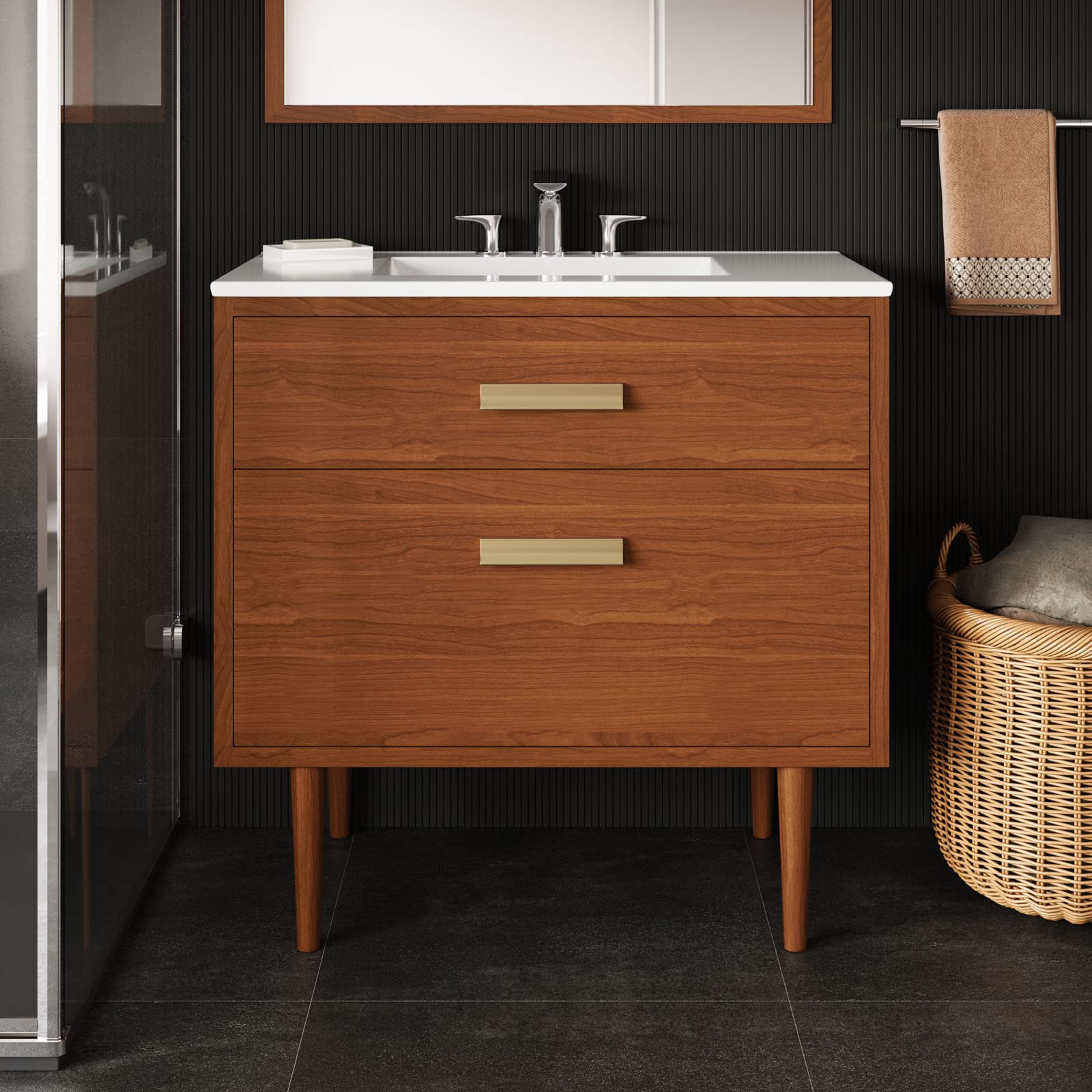 Modway Cassia 36" Bathroom Vanity, 36 Inch, Natural White