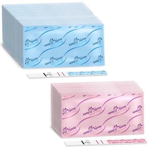 Ovulation & Pregnancy Test Strips Kit: Easy@Home 100 Ovulation Tests 20 Pregnancy Tests– Powered by Premom Ovulation APP | 100LH + 20HCG