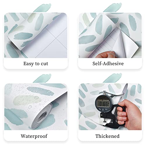 Green and White Wallpaper Peel and Stick Wallpaper Boho Contact Paper for Cabinets Leaf Wallpaper for Bedroom Self-Adhesive Removable Wallpaper Herringbone Wallpaper Drawer Kids Wallpaper 17.3βΓ78.8β