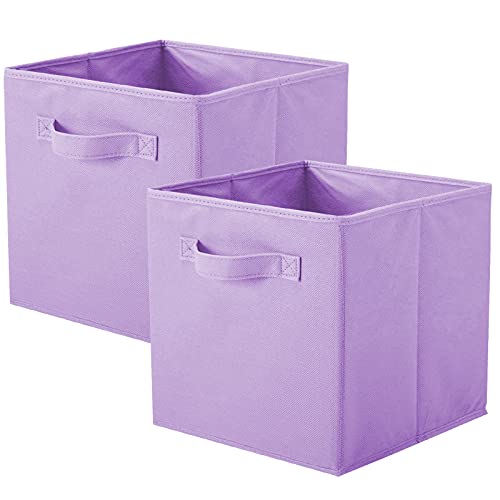 ShellKingdom Storage Bins, Foldable Fabric Storage Cubes And Cloth Storage Organizer Drawer For Closet And Toys Storage,2 Pack（Lavender）