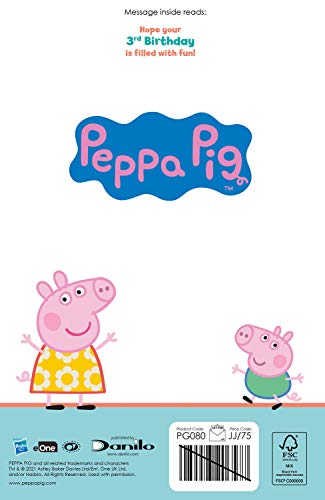 Danilo Promotions LTD Danilo Promotions Limited Official Peppa Pig Age 3 Birthday Card, Yippee! You're Three! multiple colours PG080,7x5 inch